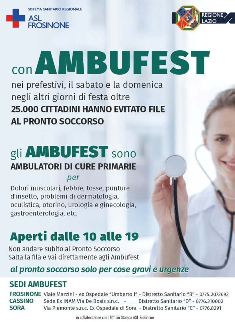 Ambufest, ambulatori di cure primarie | ASL Frosinone